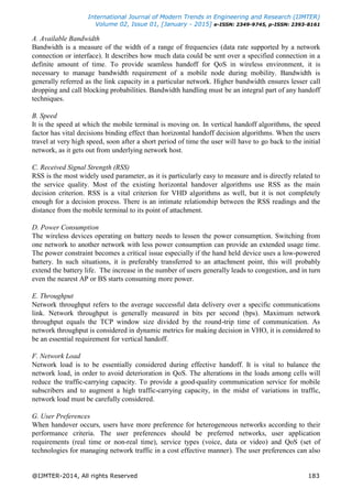 A Comparative Analysis of Vertical Handover Decision Process Algorithms for Next Generation ...