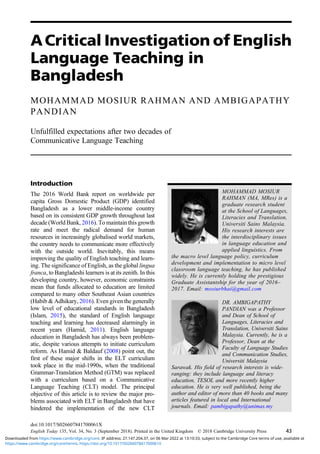 ACritical Investigation of English Language Teaching in Bangladesh | PDF