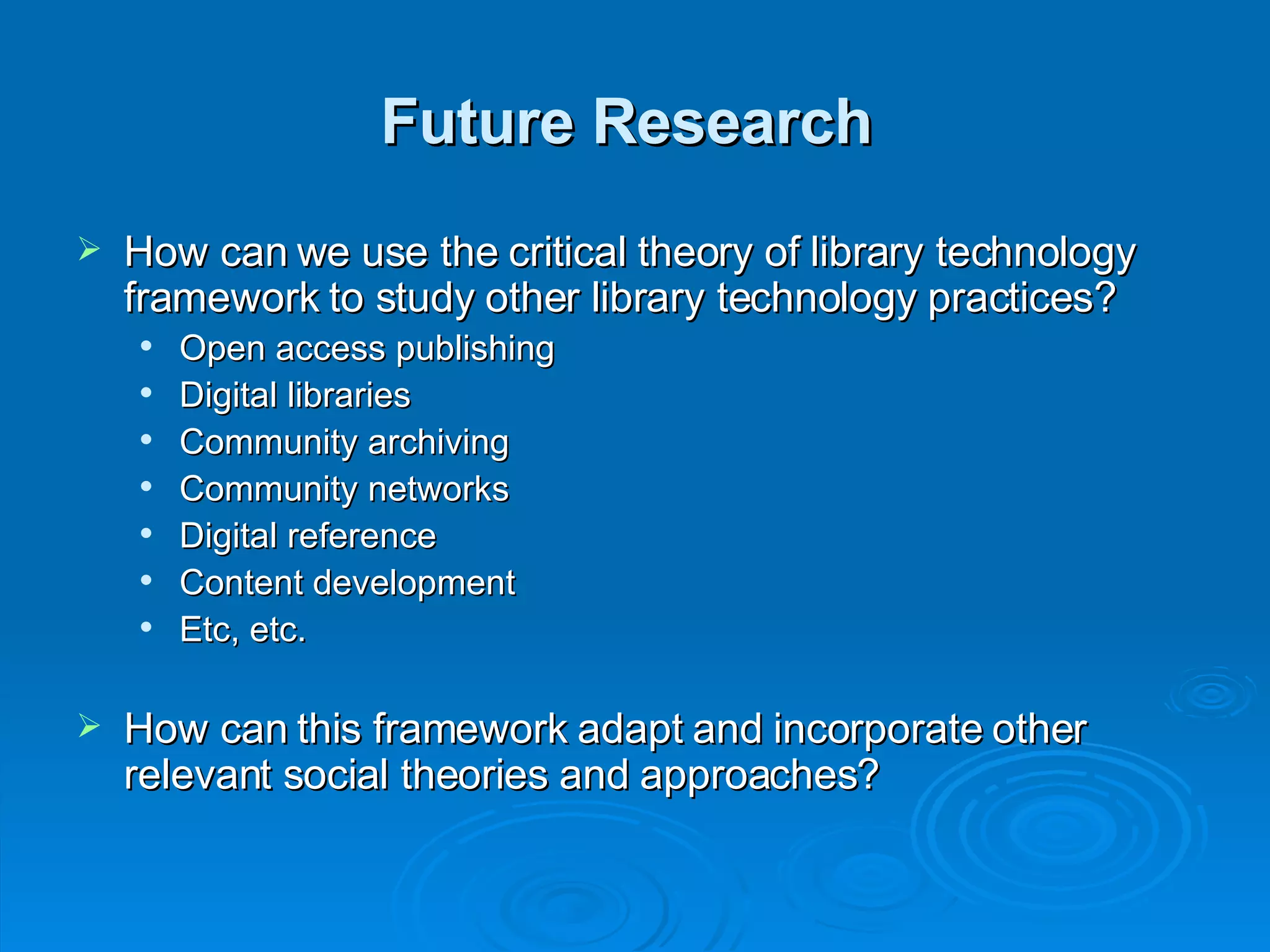 A Critical Theory of Library Technology: Libraries & Electronic ...