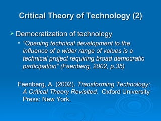 A Critical Theory of Library Technology: Libraries & Electronic ...