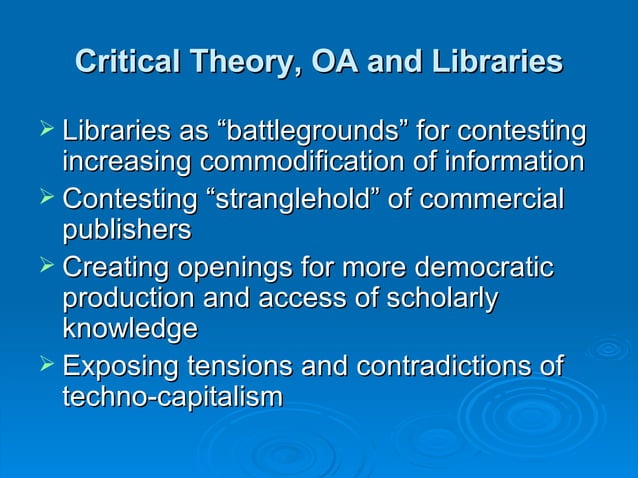 A Critical Theory of Library Technology: Libraries & Electronic ...