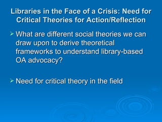 A Critical Theory of Library Technology: Libraries & Electronic ...