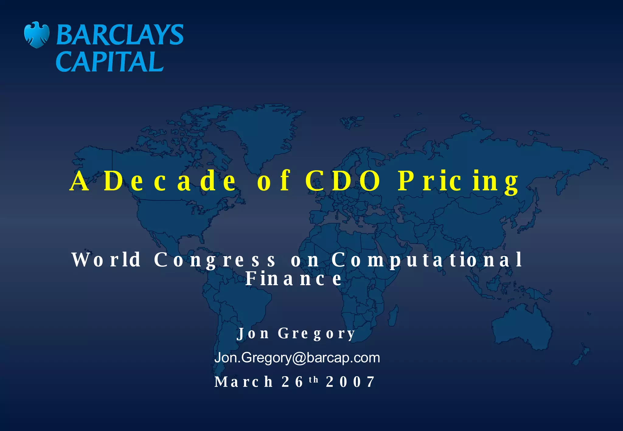 A decade of CDO pricing | PPT