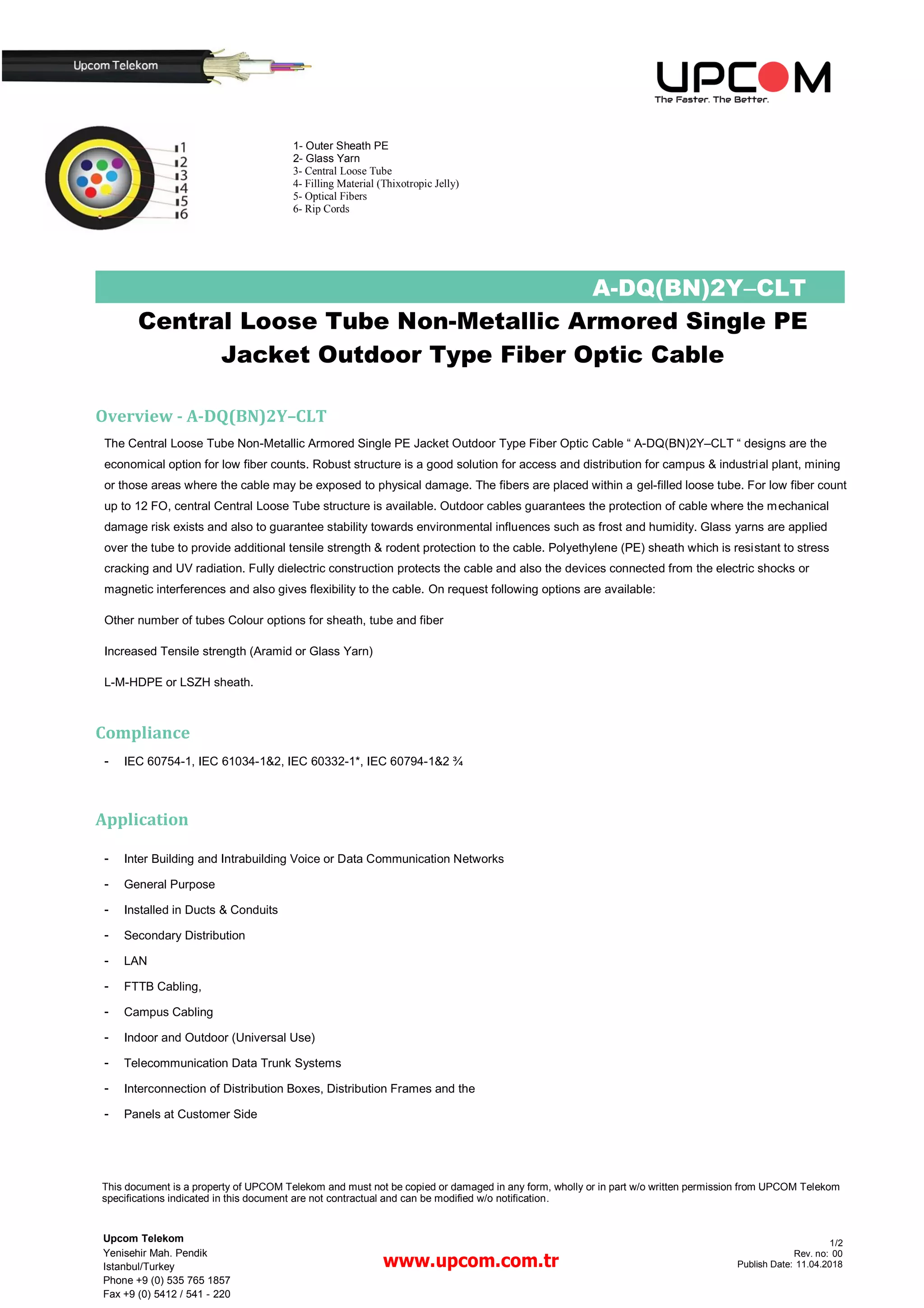 A dq(bn)2 y-clt - fiber optic cable - upcom.com.tr