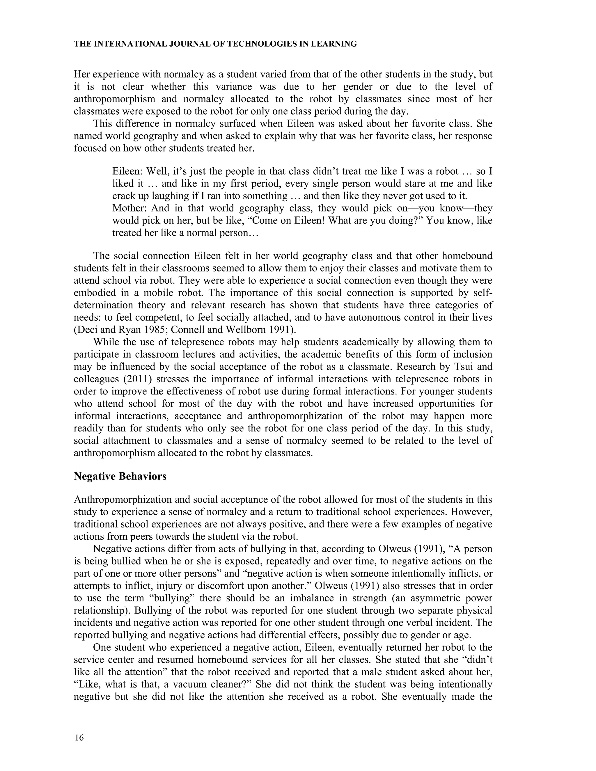 Virtual Inclusion via Telepresence Robots in the Classroom | PDF