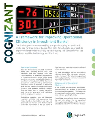 A Framework for Improving Operational Efficiency in Investment Banks | PDF