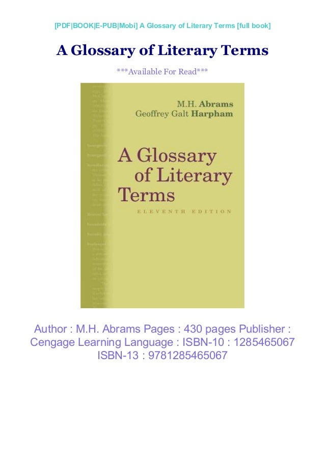 A Glossary of Literary Terms Download [eBooks]