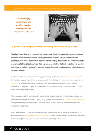 eModeration Guide to managing and moderating review sites | PDF