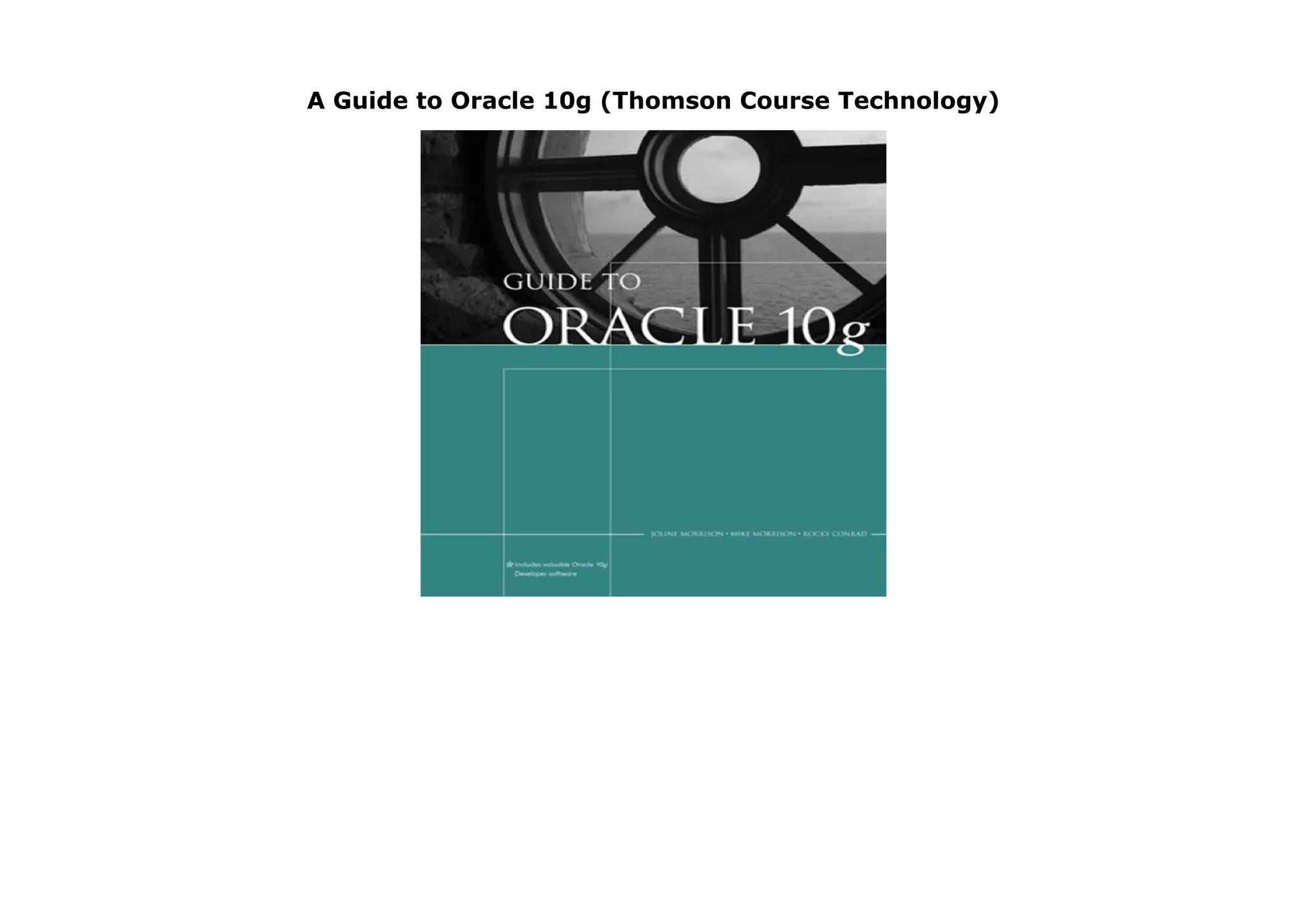A Guide to Oracle 10g (Thomson Course Technology) | PDF