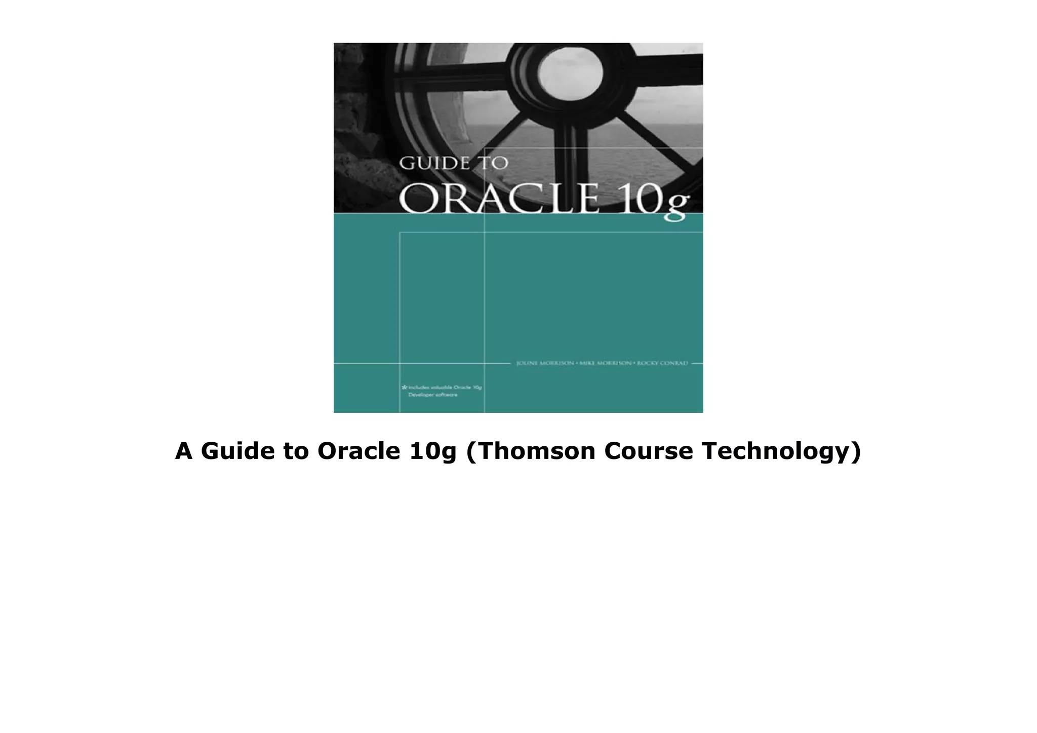 A Guide to Oracle 10g (Thomson Course Technology) | PPT