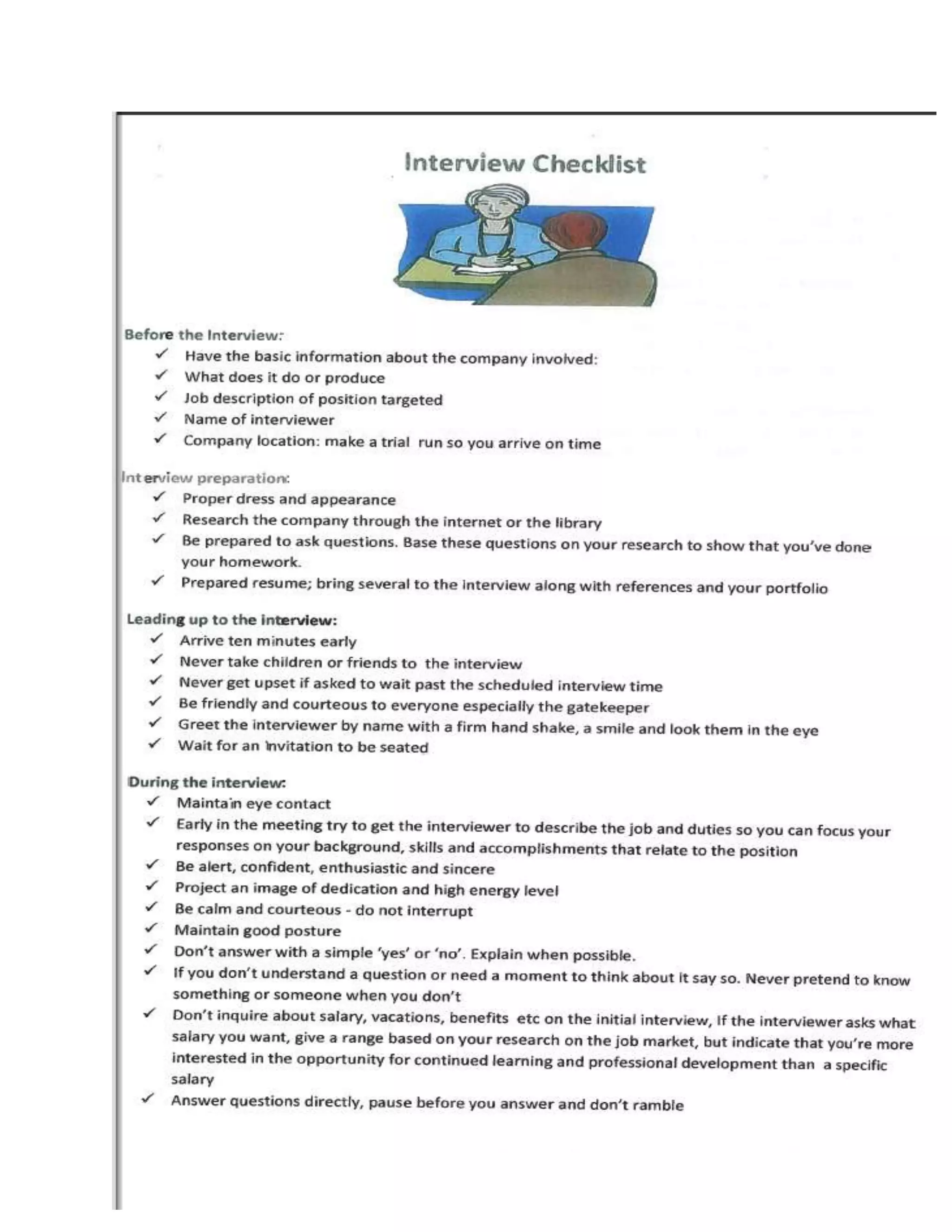 A interview checklist assessment tool36 | PDF