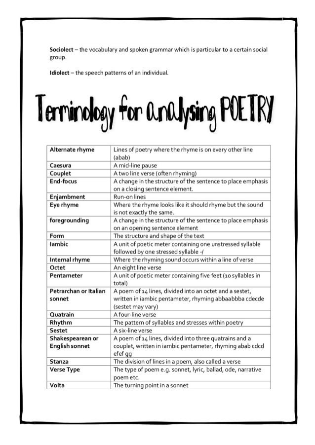 A level english glossary