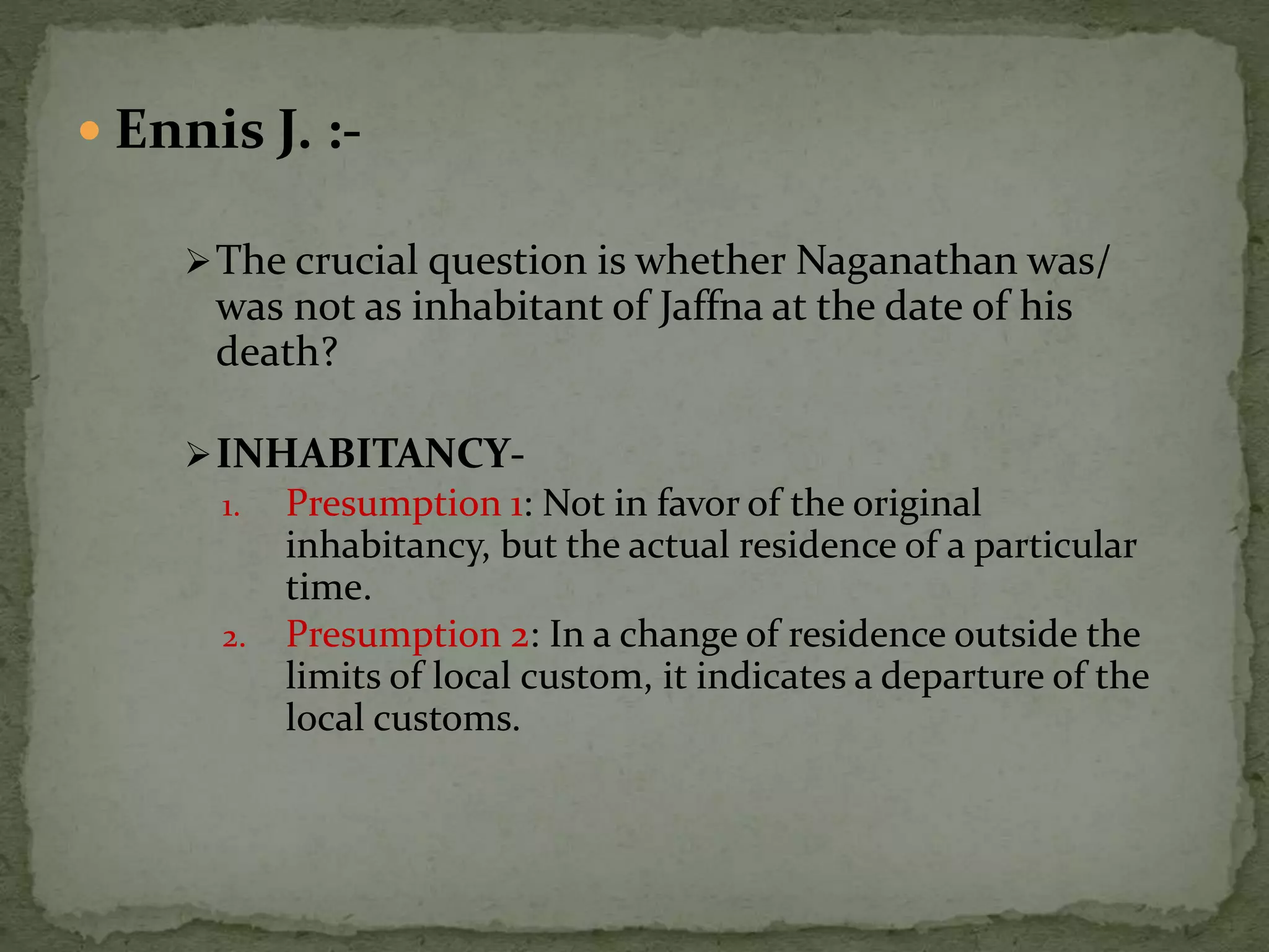 SPENCER V. RAJARATNAM (1913) NLR 321:Tesawalamai Law | PPTX