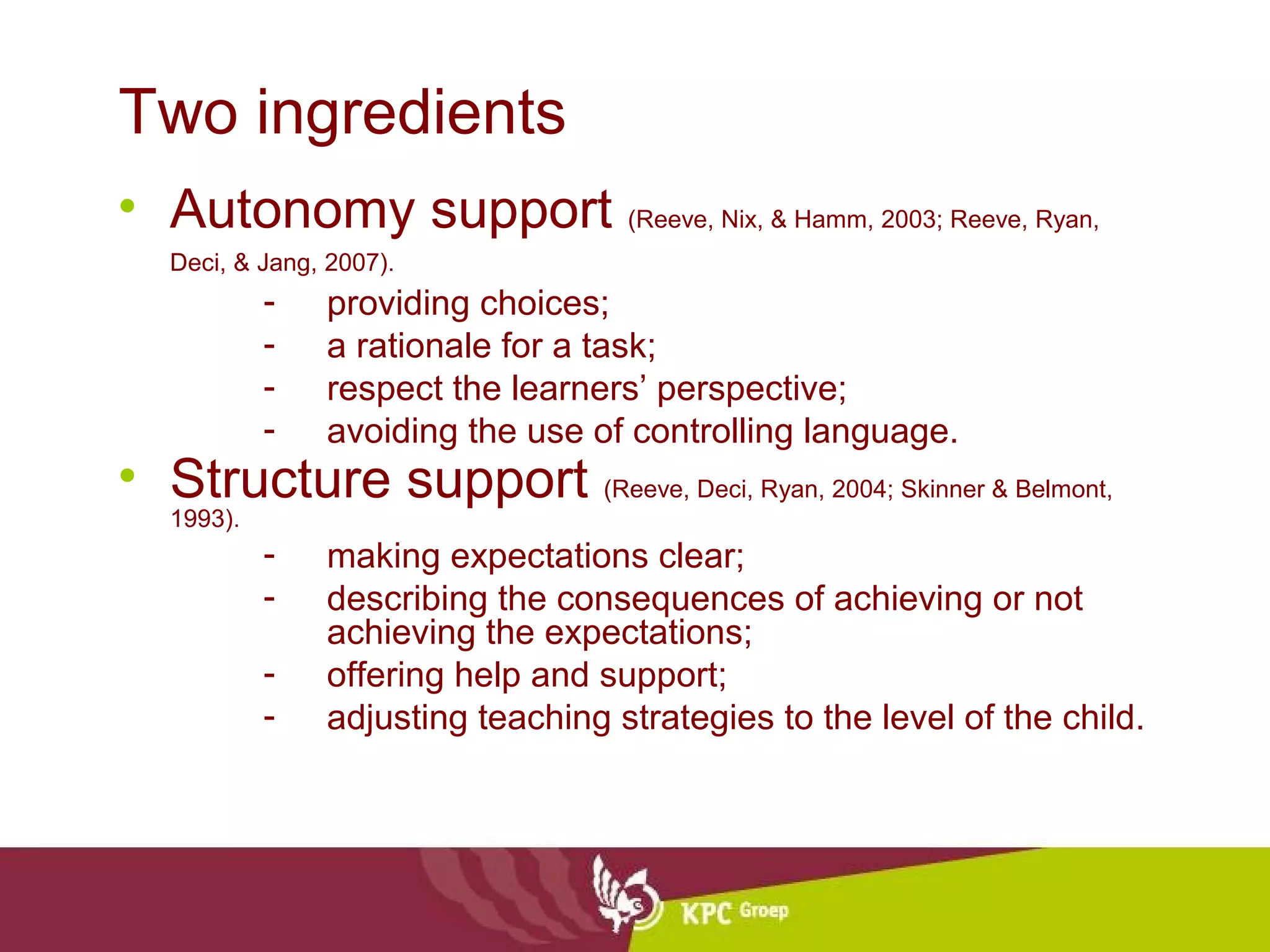Promoting teachers' supportive behavior effective design principles ...