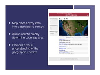 A Manakin Case Study: Visualizing geospatial metadata & complex items | PPT