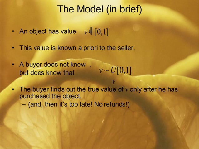 A Market For Lemons | PPS | Commodities | Economy