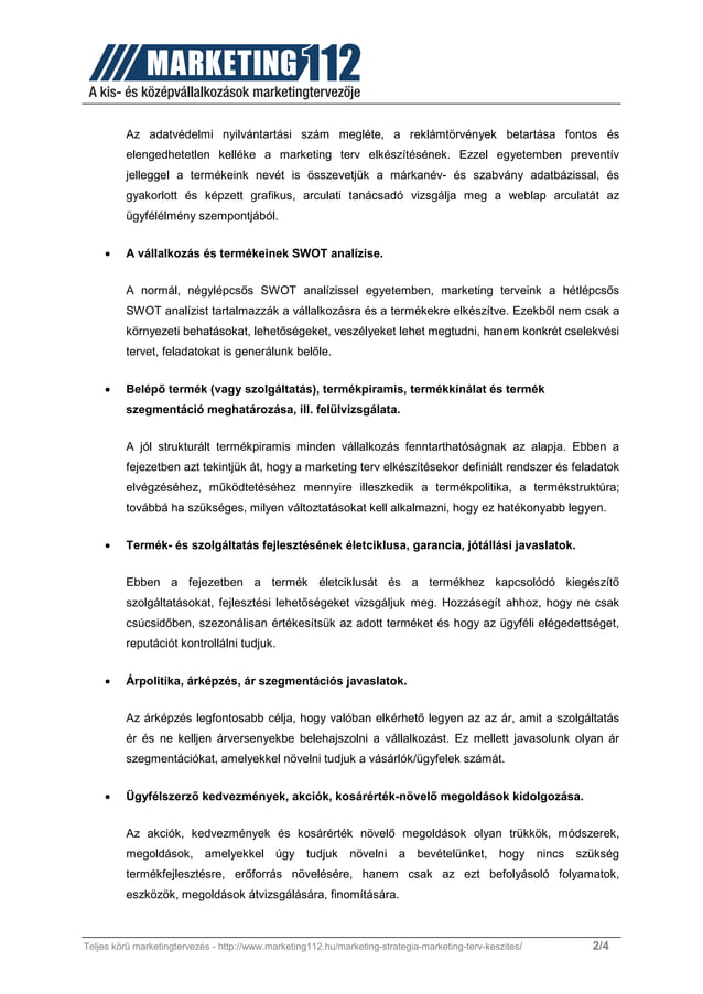 A marketing terv tartalma : Mit tartalmazzon egy marketing terv? | PDF