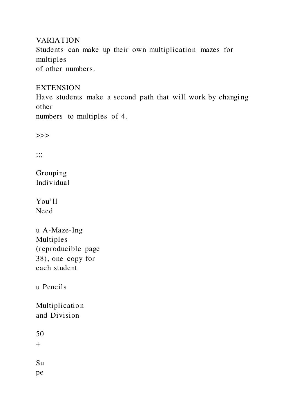 A-Maze-Ing MultiplesMultiplication facts lead the way throug | DOCX