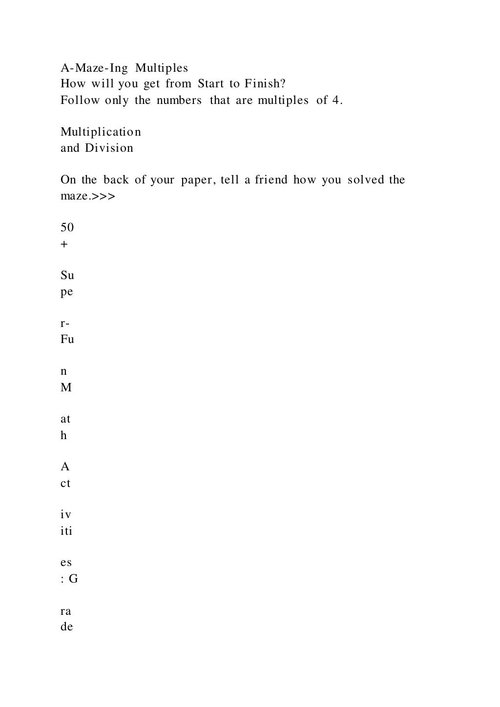 A-Maze-Ing MultiplesMultiplication facts lead the way throug | DOCX