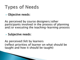 needs analysis in SLA | PPT