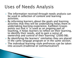 needs analysis in SLA | PPTX