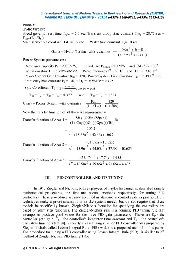 A new approach for Tuning of PID Load Frequency Controller of an Interconnected Power System | PDF