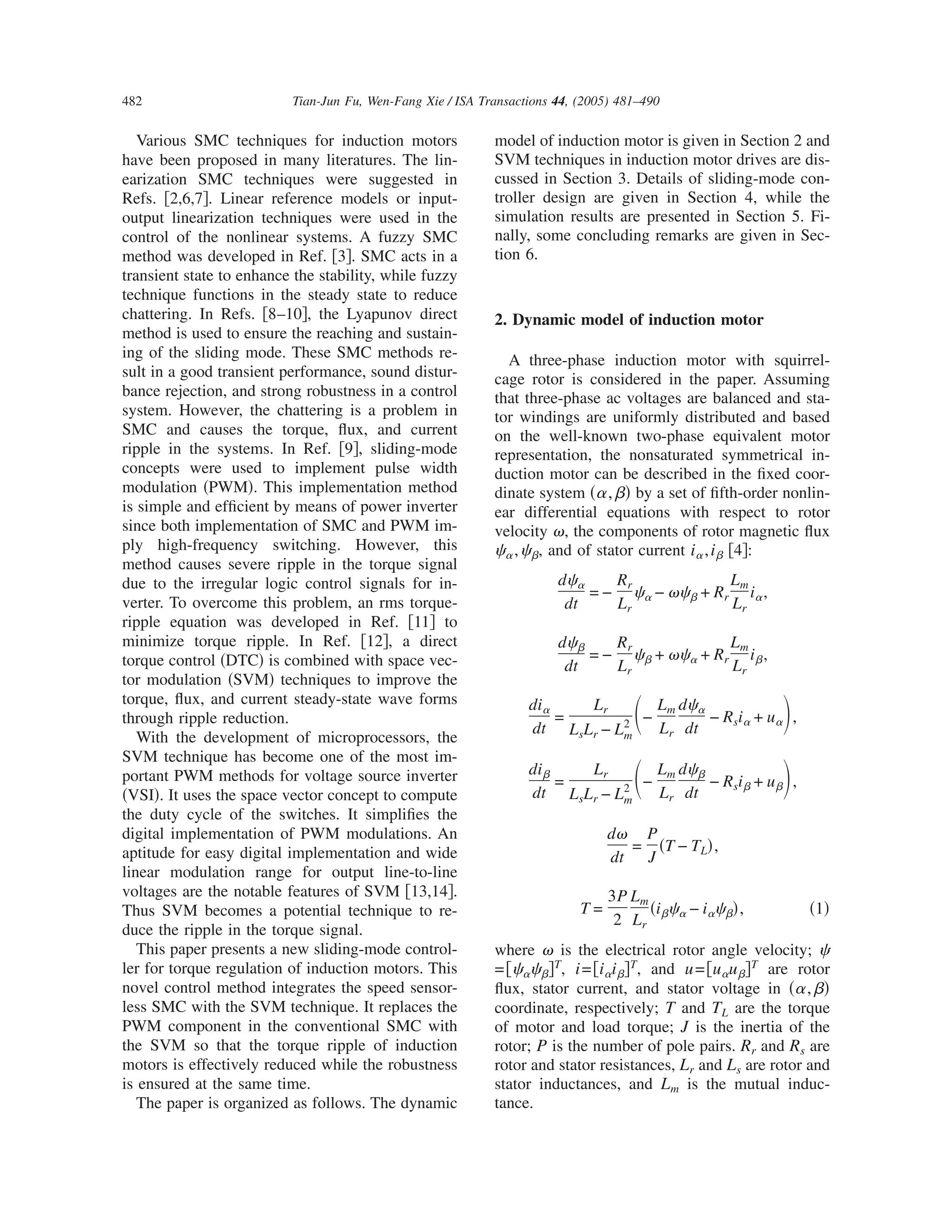 A Novel Sliding Mode Control Of Induction Motor Using Space Vector