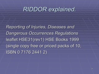 A Part 12 What Is Riddor By J Mc Cann | PDF | Injuries | Diseases and ...