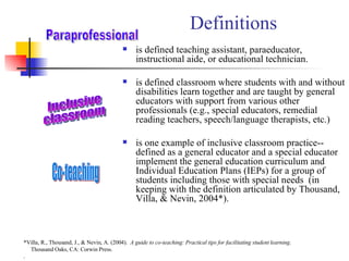 A Peek into What Paraprofessionals Do in Inclusive Classrooms | PPT