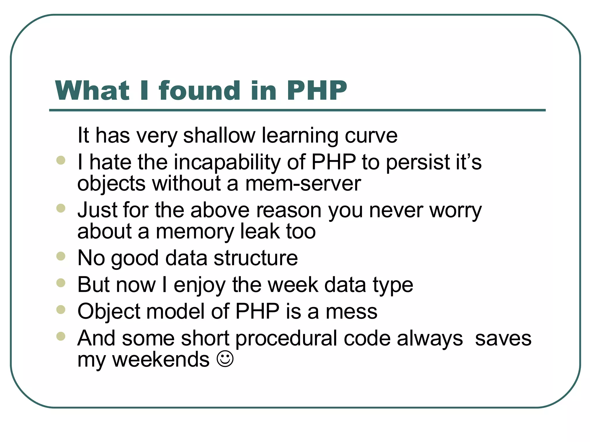 A PHP Developer’s Note | PPT