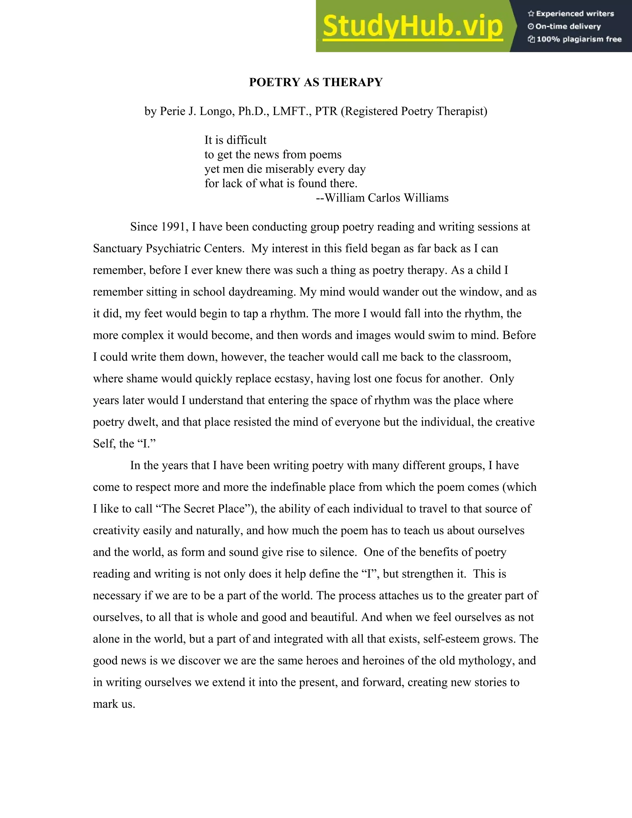 A-Poetry As Therapy | PDF