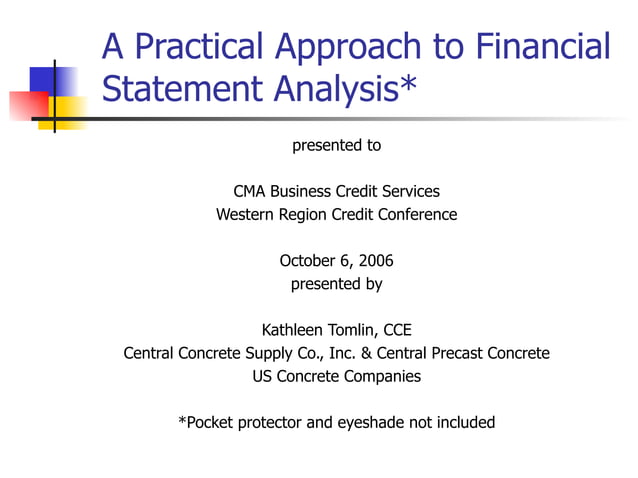 A Practical Approach to Financial Statement Analysis | PPT | Stocks and ...