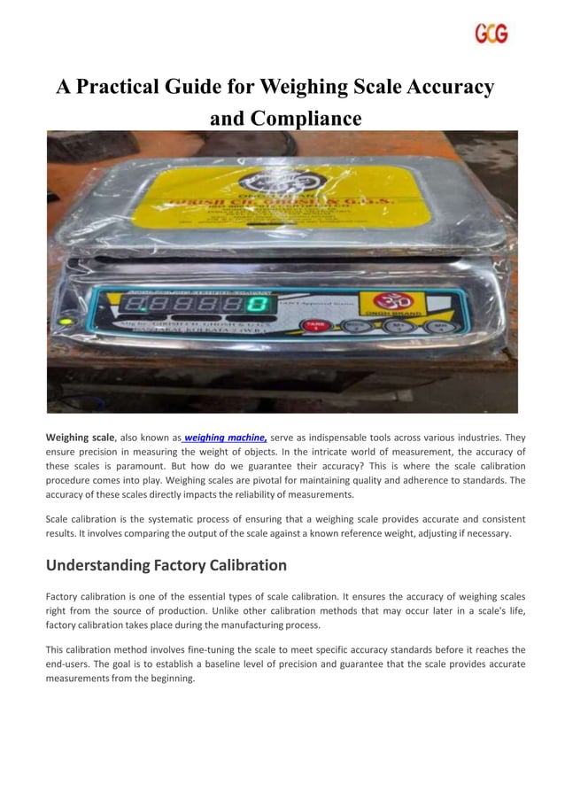 A Practical Guide for Weighing Scale Accuracy and Compliance | PPT ...