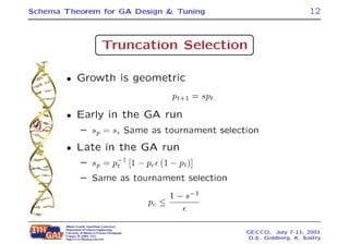 A Practical Schema Theorem for Genetic Algorithm Design and Tuning | PPT