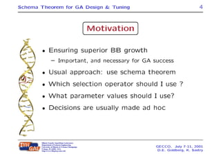 A Practical Schema Theorem for Genetic Algorithm Design and Tuning | PPT