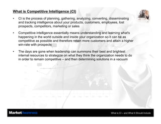 What is Competitive Intelligence (CI) and What It Should Include | PDF