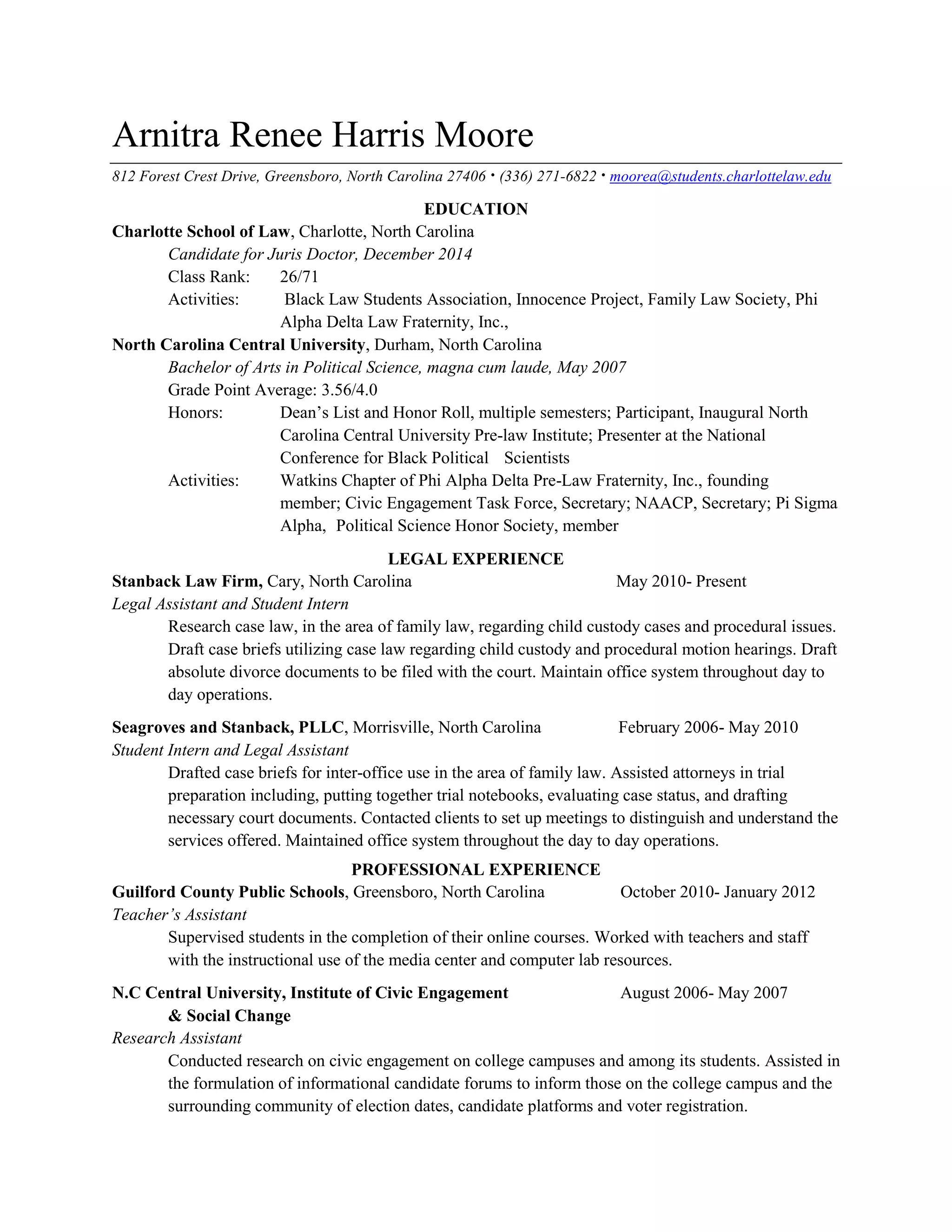 A. Renee Moore Resume | PDF