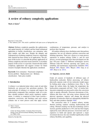 A review of refinery complexity applications | PDF