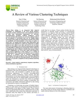 A Review of Various Clustering Techniques | PDF
