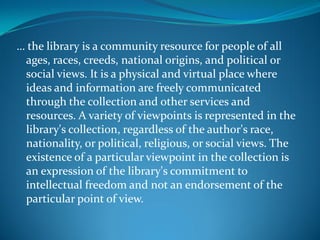 Intellectual Freedom and Libraries: an overview | PDF