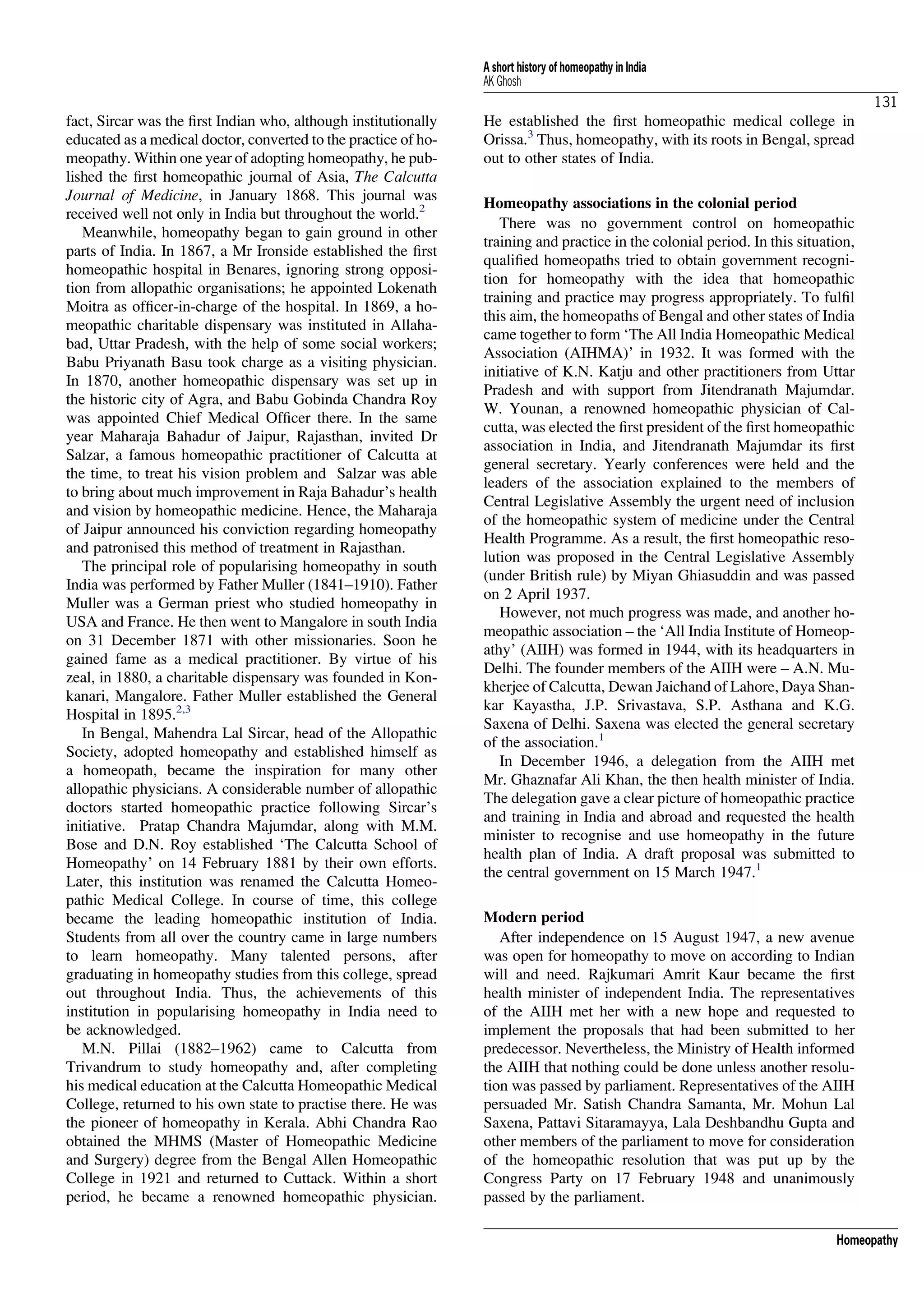 A short history of the development of homeopathy in India | PDF