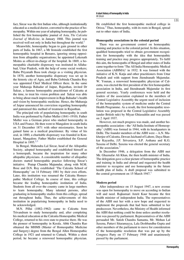 A short history of the development of homeopathy in India | PDF