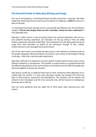 A simple guide to role plays | DOC