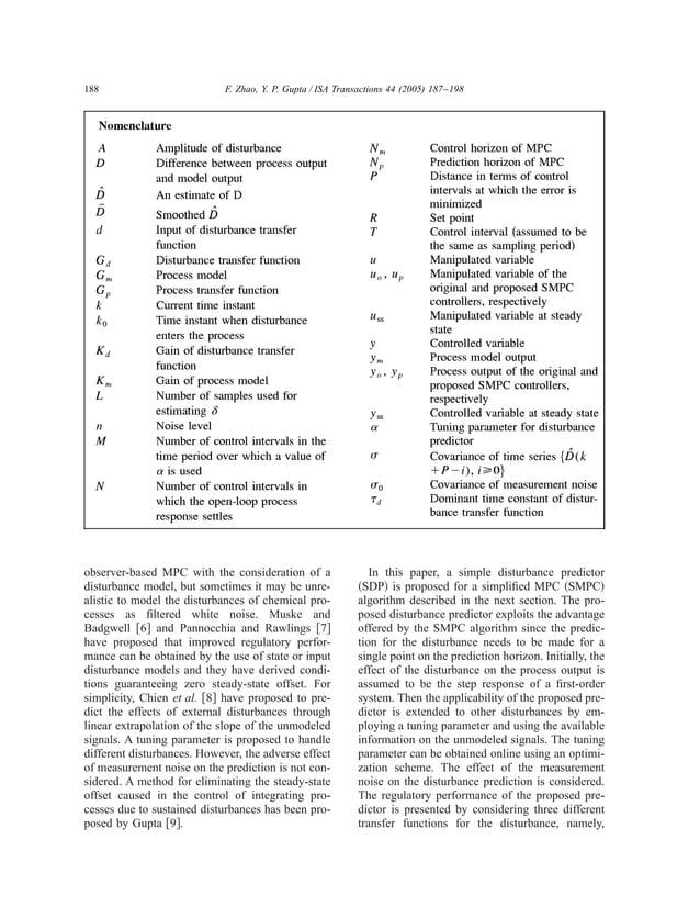 A Simplified Predictive Control Algorithm For Disturbance Rejection Pdf