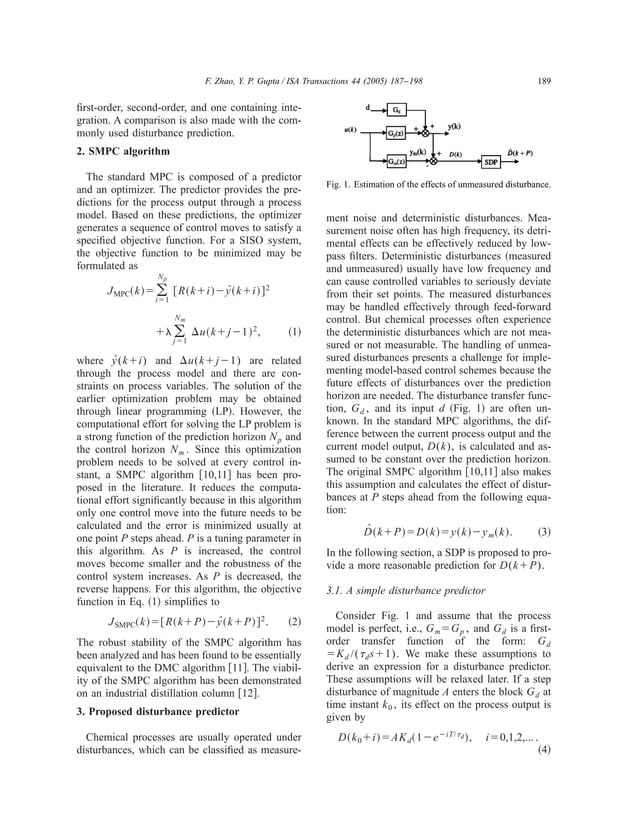 A Simplified Predictive Control Algorithm For Disturbance Rejection Pdf