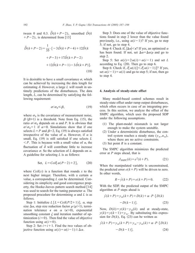 A Simplified Predictive Control Algorithm For Disturbance Rejection Pdf