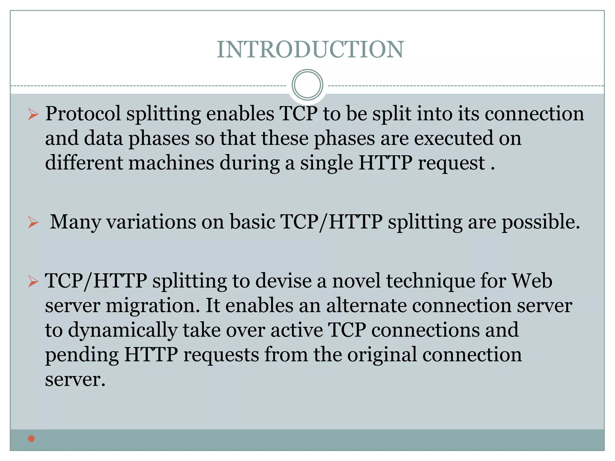 A Split Protocol Technique for Web Server Migration | PPTX