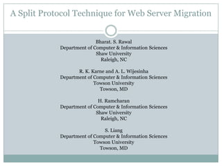 A Split Protocol Technique for Web Server Migration | PPTX