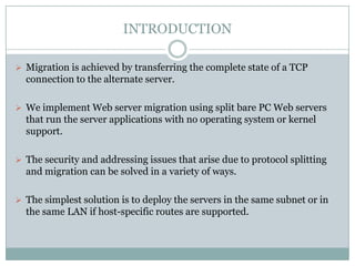 A Split Protocol Technique for Web Server Migration | PPTX