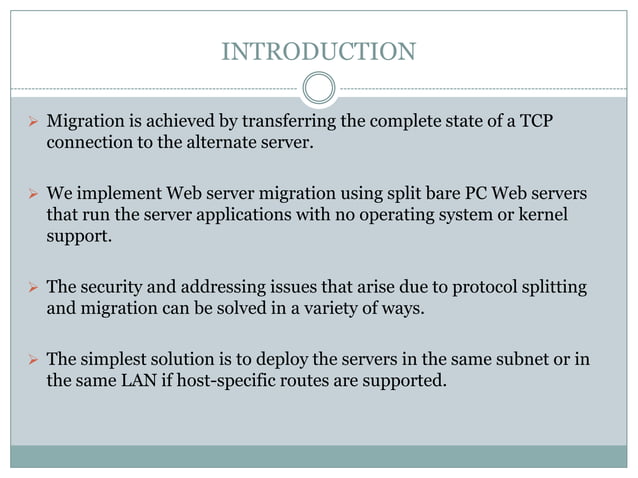A Split Protocol Technique for Web Server Migration | PPTX